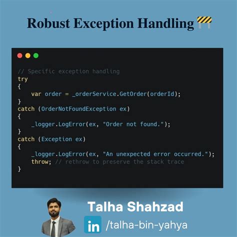 Talha Shahzad On Linkedin Dotnet Exceptionhandling Codingtips