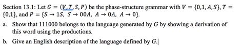Solved Let G V T S P Be The Phase Structure Grammar