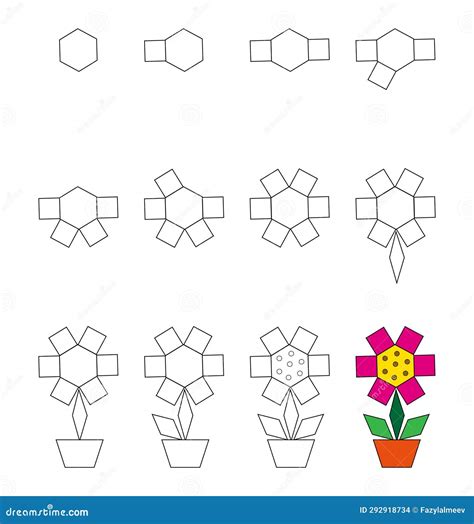 Worksheet Easy Guide To Drawing Cartoon Flower Simple Step By Step