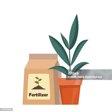 화분에 심은 식물과 비료 패키지 비료를 사용하여 냄비에 식물을 재배 농업과 원예 토양에 새싹 벡터 그림입니다 가방에 대한 스톡 벡터 아트 및 기타 이미지 Istock
