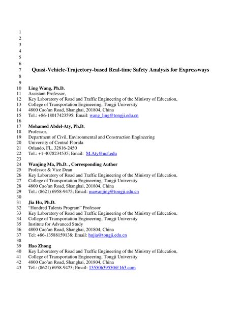 Pdf Quasi Vehicle Trajectory Based Real Time Safety Analysis For