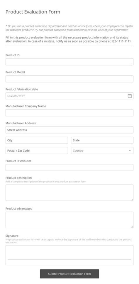 Equipment Evaluation Form Template 123 Form Builder