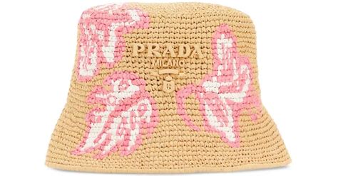 Prada Crochet Floral Embroidery Bucket Hat In Pink Lyst