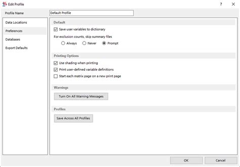 Edit Profile Preferences Tab — Seerstat Help System