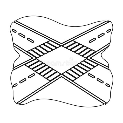 Intersection Single Icon In Outline Style Intersection Vector Symbol Stock Illustration Web