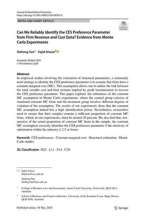 Pdf Can We Reliably Identify The Ces Preference Parameter From Firm
