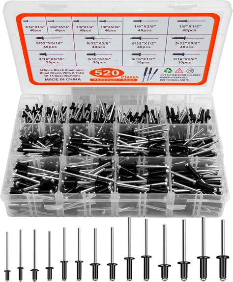 520pcs Black Rivets Pop Rivets Assortment Kit Philippines Ubuy
