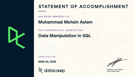 Sql Dataanalytics Datacamp Muhammad Mohsin Aslam