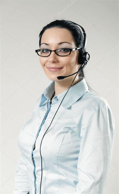 Sexy Smiling Call Center Operator Portrait Stock Photo By Sellingpix