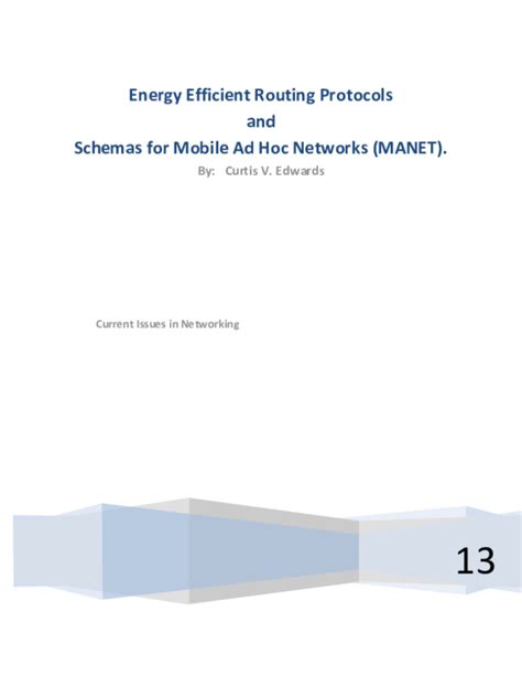 Pdf Energy Efficient Routing Protocols And Schemas For Mobile Ad Hoc Networks Manets
