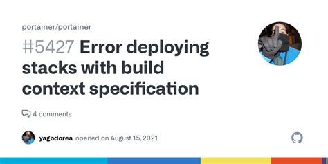 Error Deploying Stacks With Build Context Specification Issue Portainer Portainer GitHub