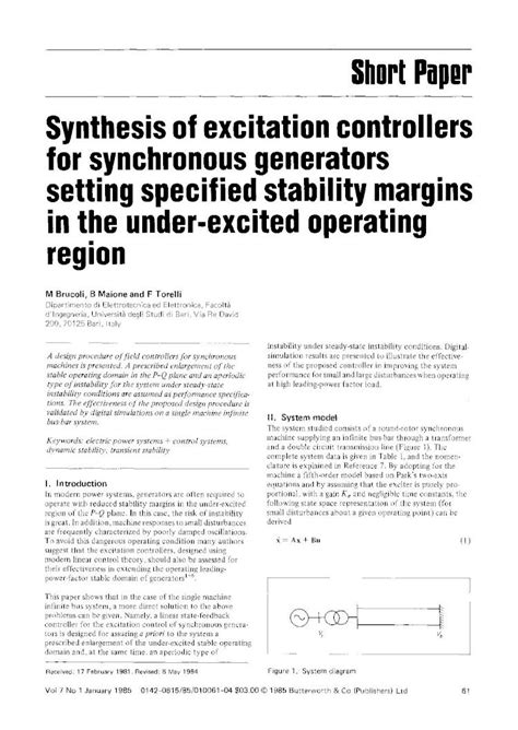 Pdf Synthesis Of Excitation Controllers For Synchronous Generators