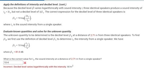 Solved Apply The Definitions Of Intensity And Decibel Level Chegg