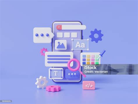 3d Render Illustration Of Mobile Application And Website Platform Development Uiux Design User