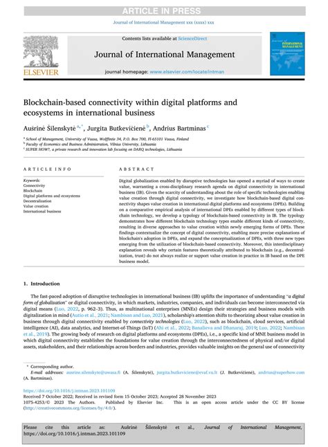 pdf blockchain based connectivity within digital platforms and