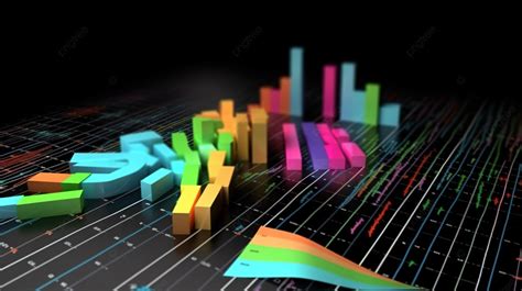 데이터 그래프 및 막대 차트의 다채로운 표시 재무 스프레드시트에서 다양한 그래프가 나타나는 3d 비즈니스 스프레드시트 고화질 사진 사진 사업 배경 일러스트 및 사진