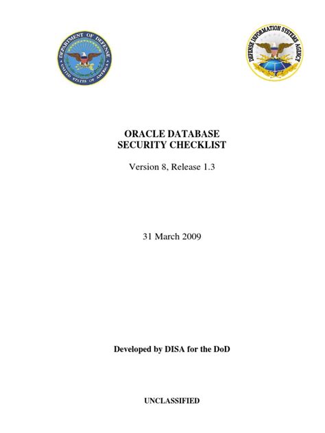 Oracle Database Security Checklist V8 R13 Pdf Oracle Database