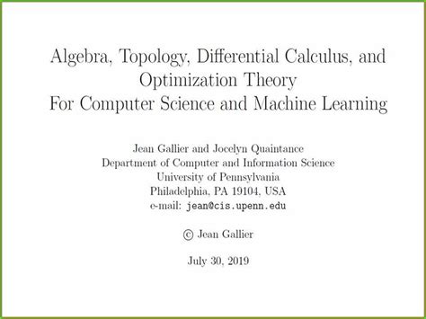 دانلود کتاب جبر، توپولوژی، حساب دیفرانسیل، و نظریه بهینه سازی برای علوم