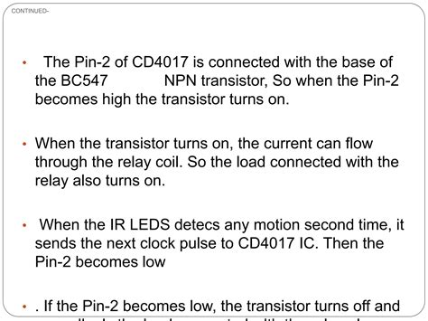 motion sensor light using cd 4017 and ir sensor pptx technology and computing
