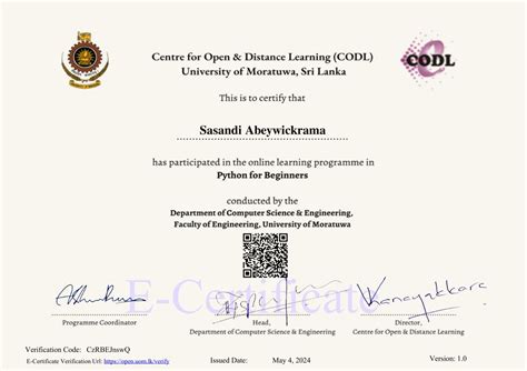 Sasandi Abeywickrama On Linkedin Proud To Announce My Successful Completion Of The Python For