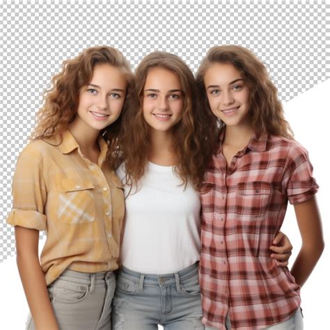 Premium Psd Three Girls Posing For A Photo With One Wearing A Shirt