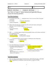 Cit Quiz A Solution Docx Semester Cit Version A Name Monday October