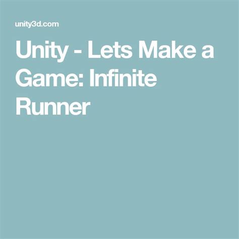 Unity Lets Make A Game Infinite Runner Make A Game Unity Computer Programming