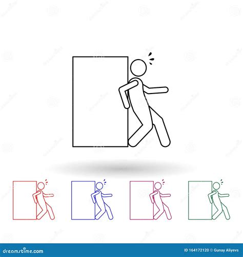 The Man With His Back Pushes The Box Multi Color Icon Simple Thin Line Outline Vector Of