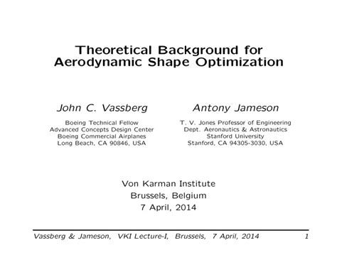 Ppt Theoretical Background For Aerodynamic Shape Optimization John C Powerpoint