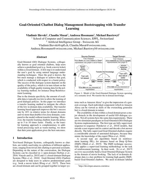 (PDF) Goal-Oriented Chatbot Dialog Management Bootstrapping with Transfer Learning