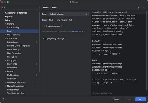 Font Settings Intellij Idea Documentation