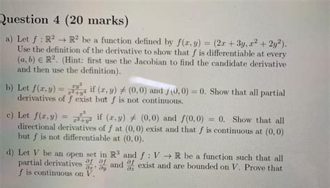 solved question 4 20 marks a let f rº rº be a function