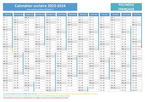 Calendrier Scolaire 2023 2024 Tahiti