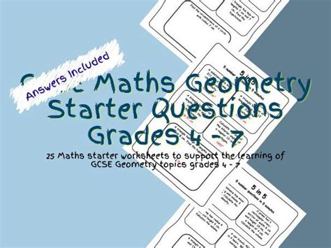 Gcse Maths Geometry Starter Questions Grades 4 7 Teaching Resources