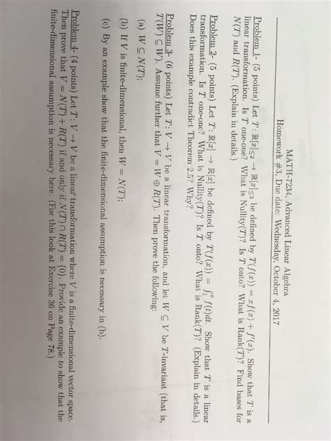solved problem 4 4 points let t v v be a linear