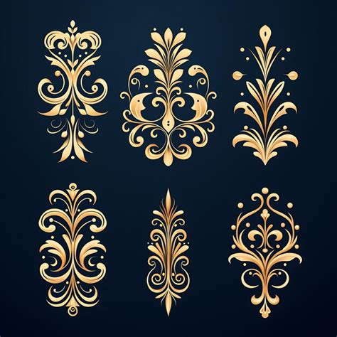 Premium AI Image Set Of Regal Scroll Shape Scroll Like Decoration Script Lines Decor Clipart
