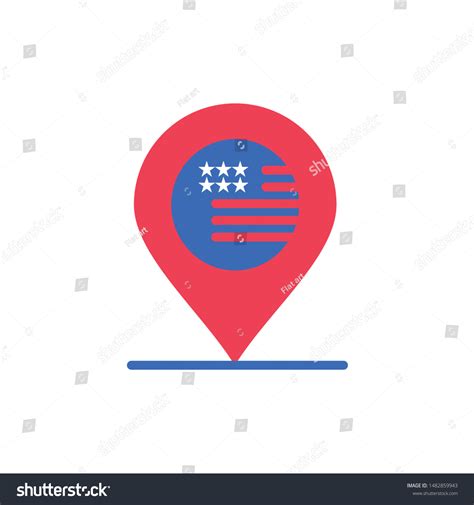 American Location Map Sign Flat Color Stock Vector Royalty Free