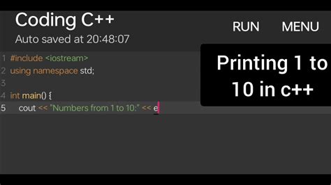 printing 1 to 10 in c programming cpp coding youtube