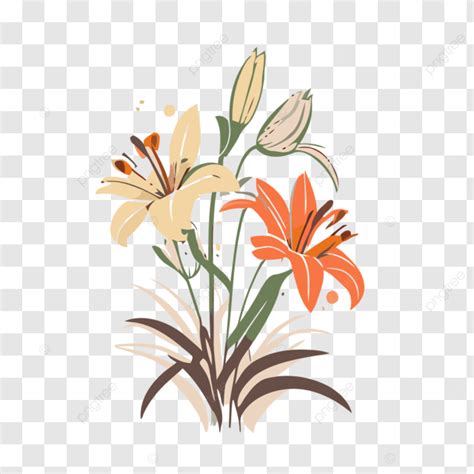 벽 예술은 분홍색으로 온다 벡터 흰색 배경에 백합이 피는 단순한 다채로운 아이콘 그림자 없음 작은 프레임 중앙 Png 일러스트 및 벡터 에 대한 무료 다운로드