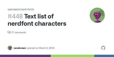 Text List Of Nerdfont Characters Issue Ryanoasis Nerd Fonts GitHub