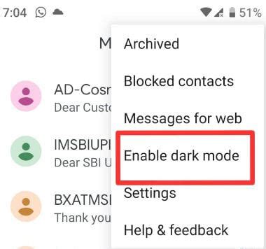 How To Enable Android Messages Dark Mode
