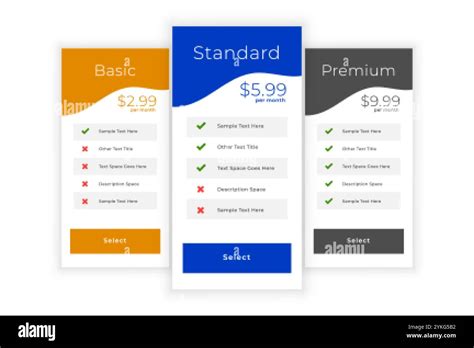 Web Pricing Table Template For Service Comparison Stock Vector Image And Art Alamy