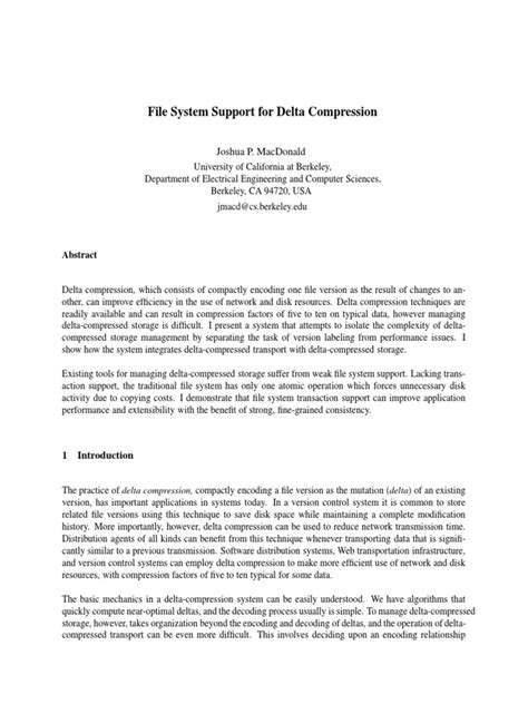 Xdfs File System Support For Delta Compression Pdf Data Compression