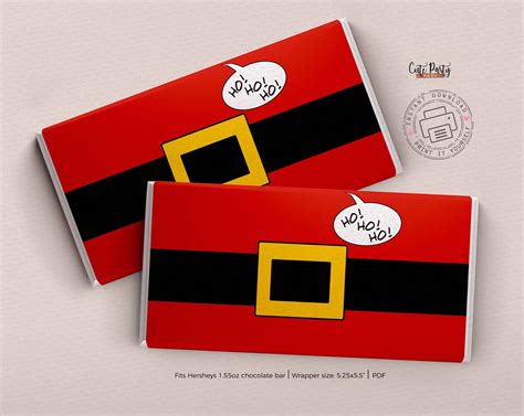 Cute Santa Hohoho Hersheys 155oz Wrappers Instant Download Cute