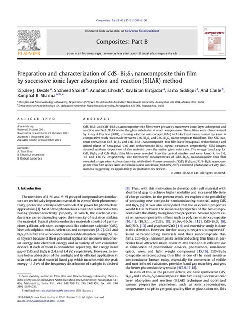 Pdf Preparation And Characterization Of Cdsbi2s3 Nanocomposite Thin Film By Successive Ionic