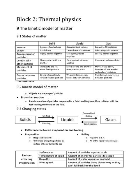 Igcse Thermal Physics Pdf Thermometer Temperature