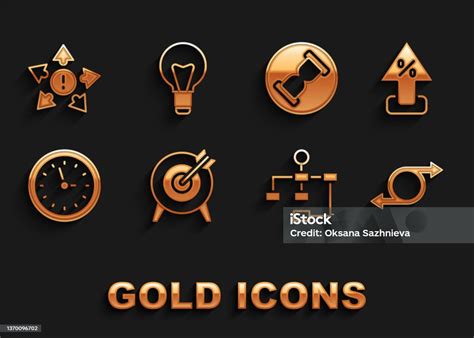 대상 백분율 업 화살표 화살표 계층 구조 기관지그램 차트 시계 모래가있는 오래된 모래 시계 여러 가지 방향 성 및 전구 아이콘을