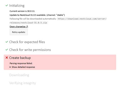 Nc Update Verifying Integrity Parsing Response Failed ℹ️ Support