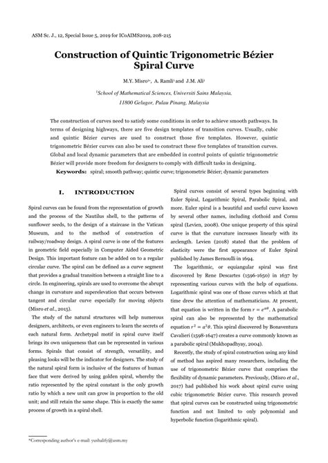 Pdf Construction Of Quintic Trigonometric Bézier Spiral Curve