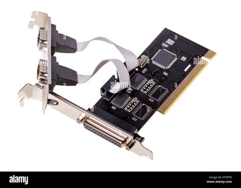 Electronic Collection Computer Digital Input Output Port Card Isolated On White Background